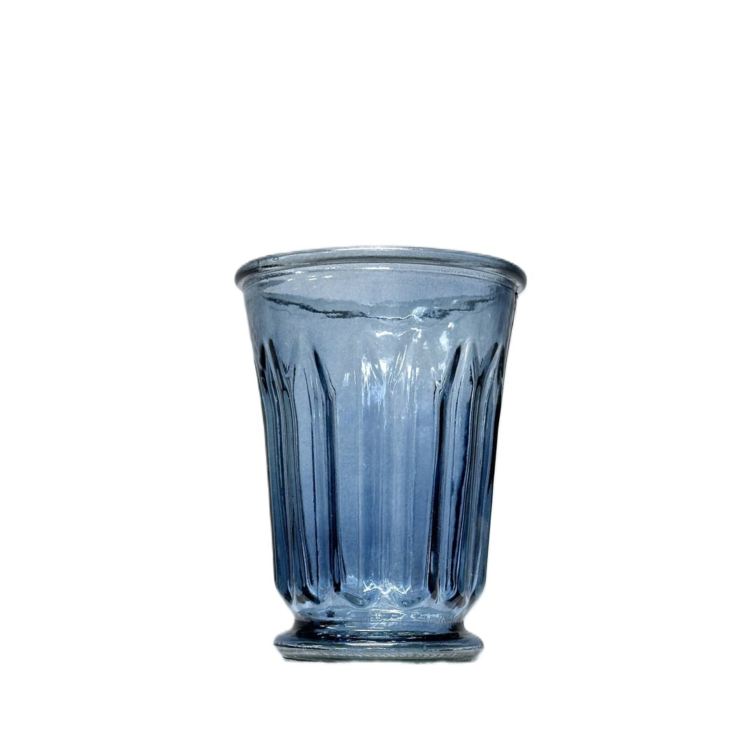 Marcela Vintage Slate Blue Glass Footed Vase - Etsy