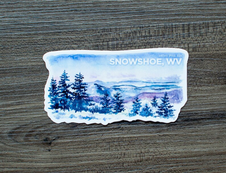 Snowshoe Mountain Sticker | Watercolor Landscape Vinyl Decal - Etsy