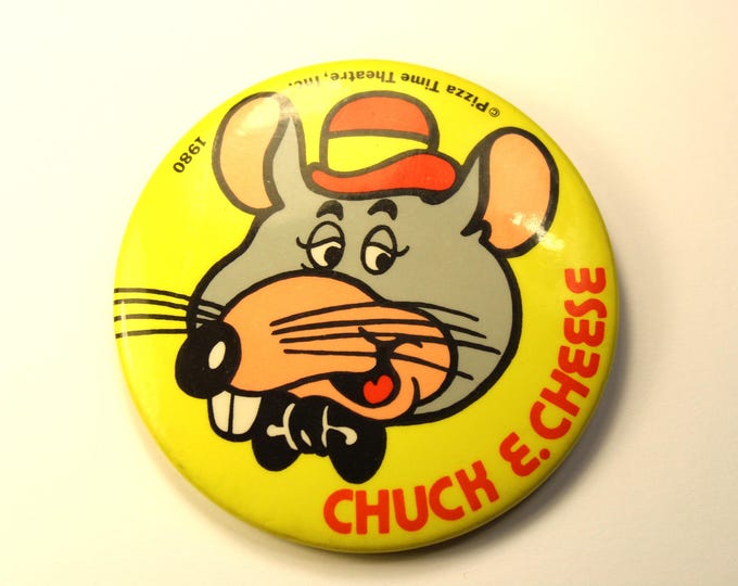 Vintage Chuck E Cheese Button 1980 Chuck E Cheese Pin Back Button Pizza ...