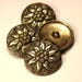 4 Antique GESCH Buttons Raised Silver Sunflower Button Brass Shank Back ...