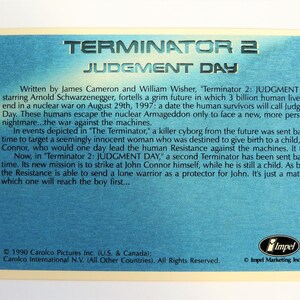 Vintage Terminator 2 Judgement Day Card Promo Card 1990 T2 Promo Card ...