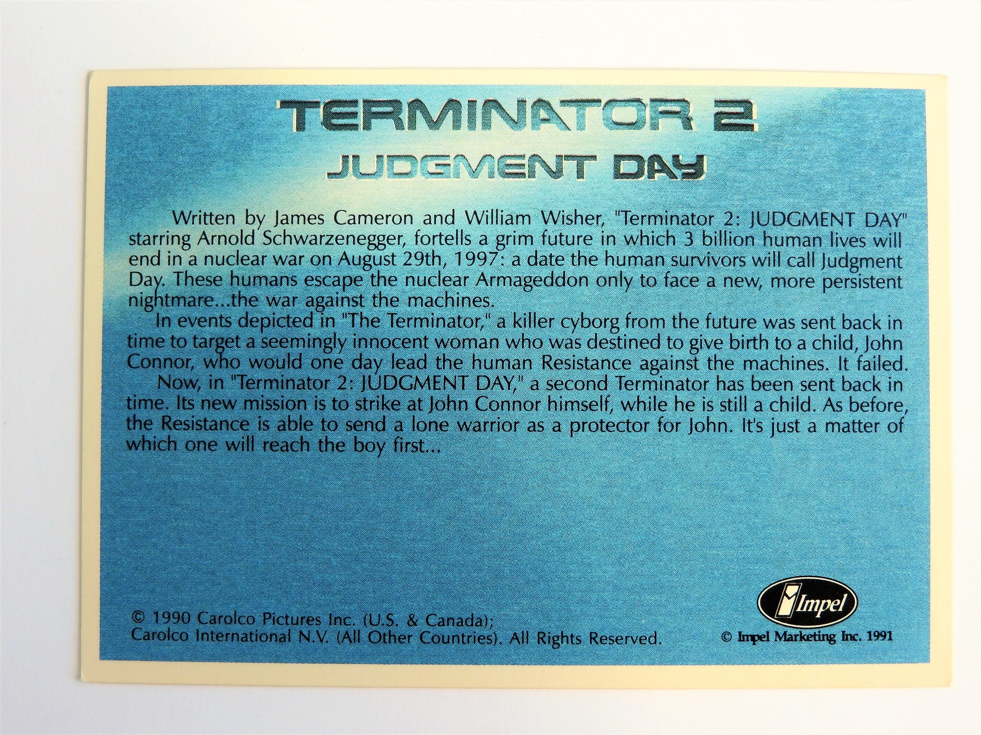 Vintage Terminator 2 Judgement Day Card Promo Card 1990 T2 Promo Card ...