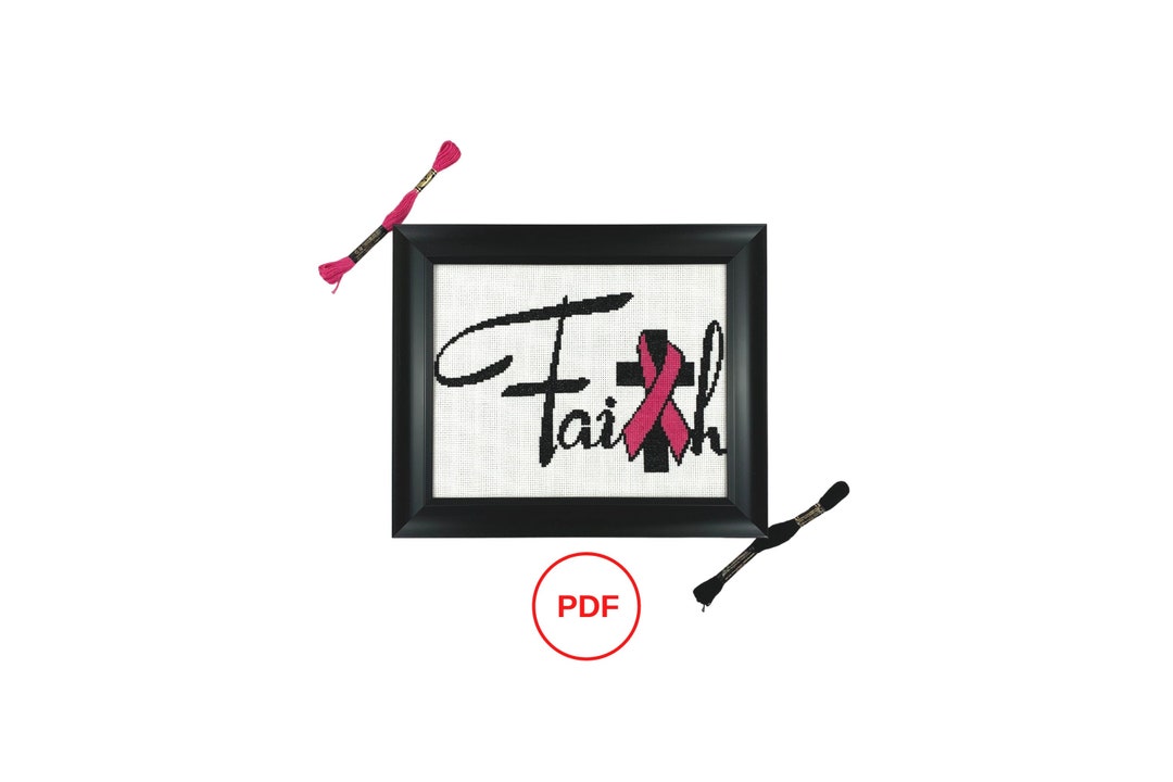 Breast Cancer Cross Stitch Pattern, Breast Cancer Pink Ribbon Cross ...