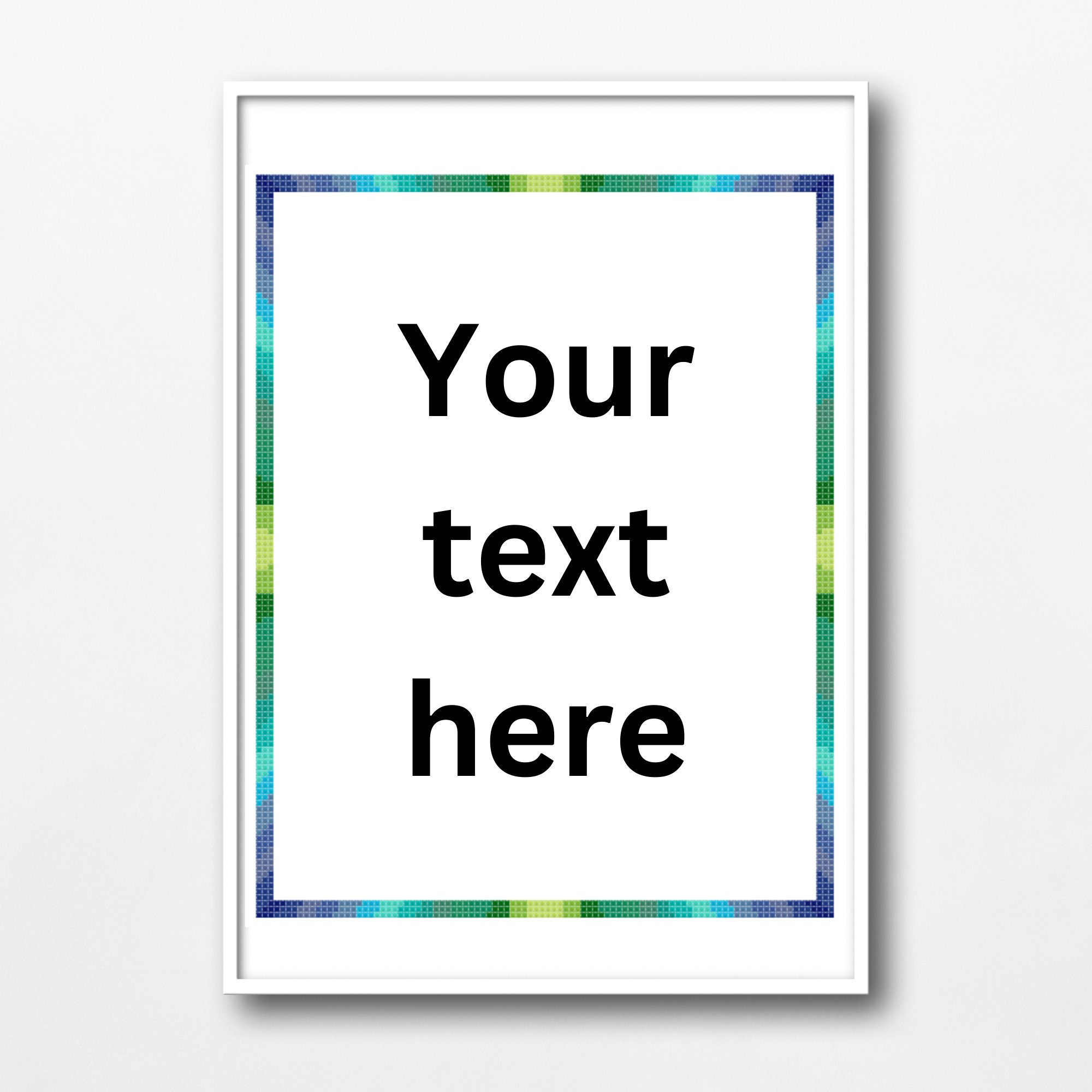 Green Frame Border Cross Stitch Patterns, Green Teal Turquoise Blue ...