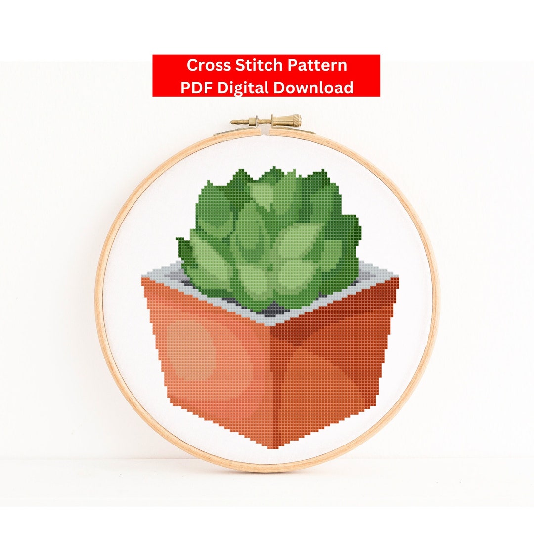 Succulent Cross Stitch Pattern, Plant Cross Stitch, Cactus Cross Stitch ...