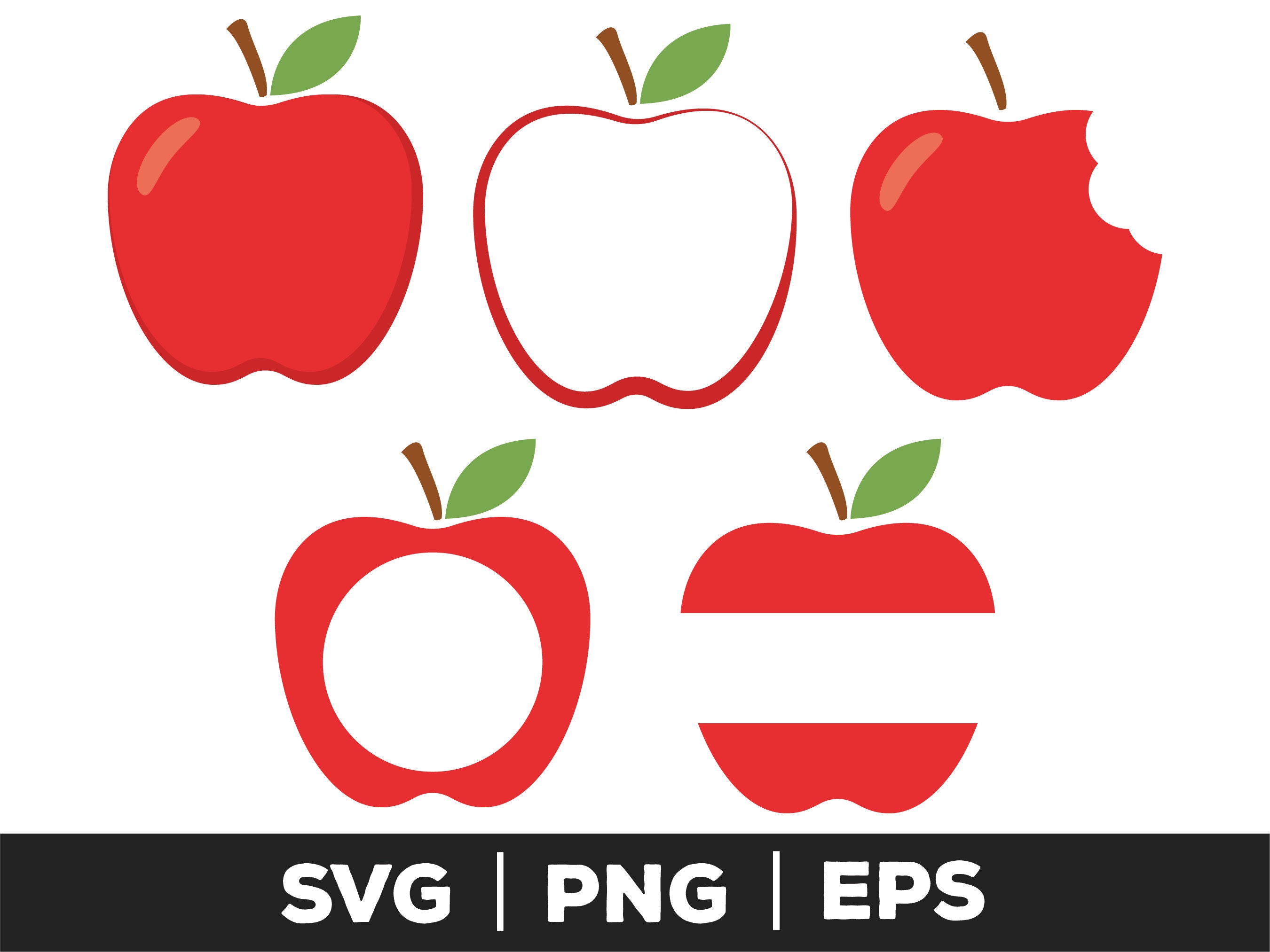 Apple Svg Apple Clipart School Svg Silhouette Cut Files - Etsy