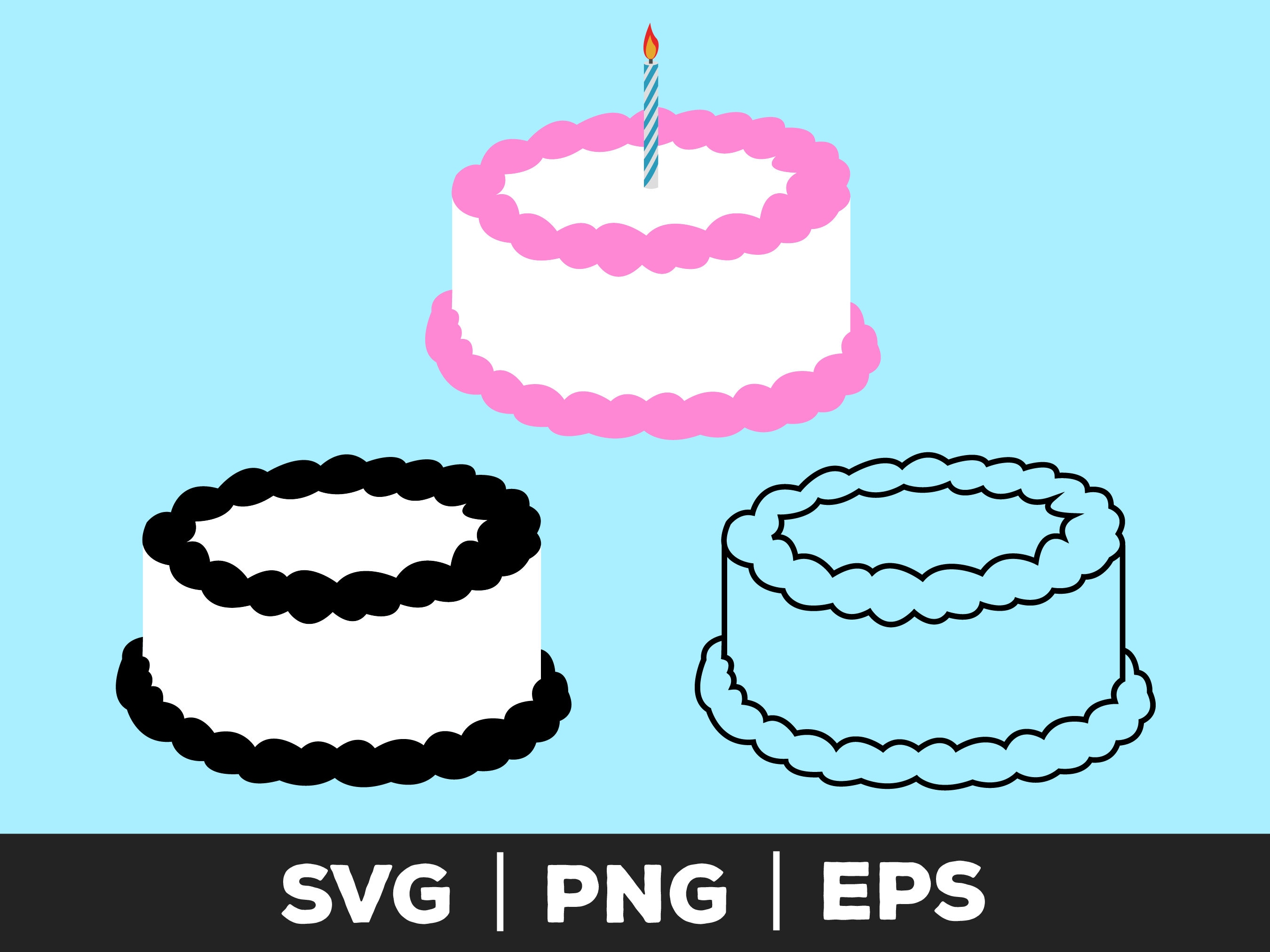Birthday Cake Svg Png Eps Birthday Cake Clipart Birthday - Etsy