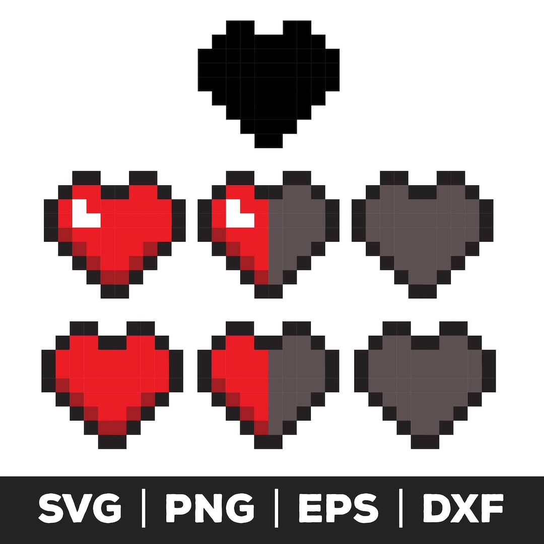 8-bit Heart Svg, Png, Eps - Retro Pixel Clipart, Video Game Art ...