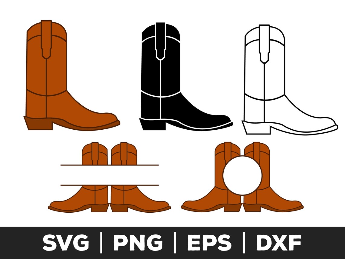 Cowboy Boots Svg, Dxf, Png, Eps, Cowboy Boots Clipart, Cowboy Boots Cut ...