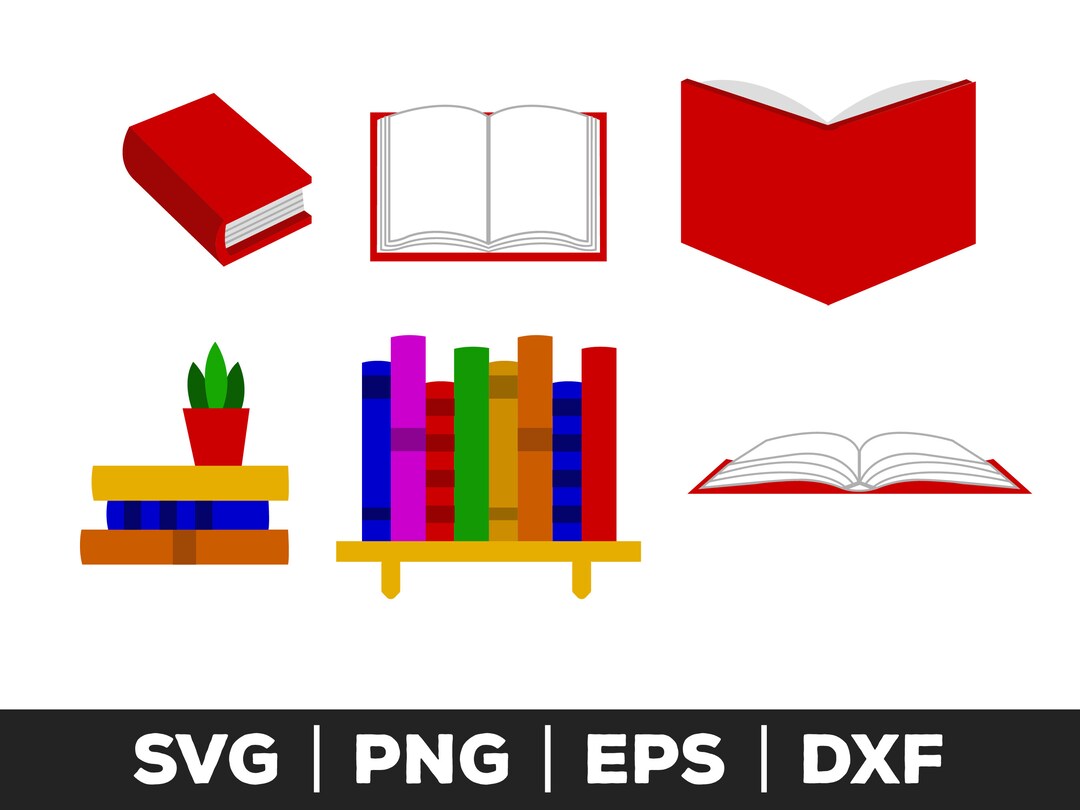 Books Svg, Books Png, Books Eps, Book Cut Files for Cricut, Book Cut ...