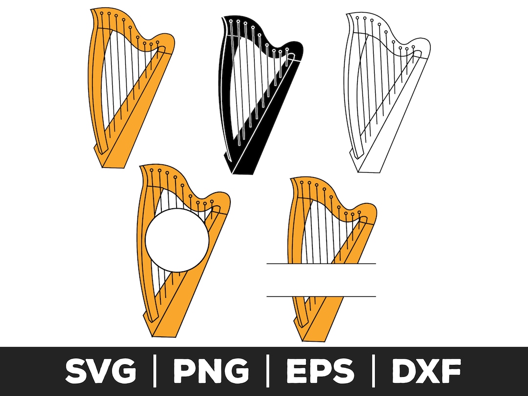 Buy Harp Svg, Harp Png, Harp Eps, Harp Cut Files for Silhouette, Harp ...