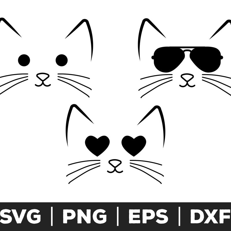 Cat Face Svg - Etsy