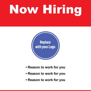 NOW Hiring - Printable Sign, EDITABLE Word Template, Instant Download ...
