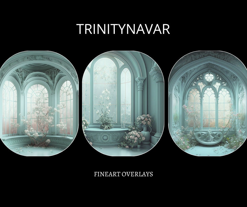 Elegant Teal Fineart Room Overlays, Digital Backgrounds, Textures ...