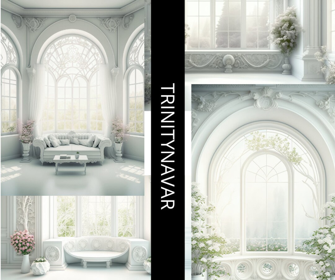 Elegant White Fineart Room Overlays, Digital Backgrounds, Textures ...