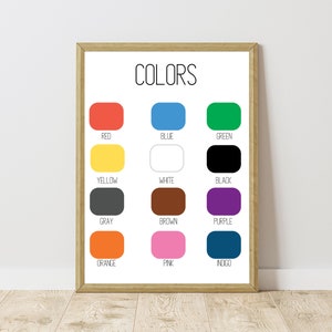 Color Name Poster, Montessori Playroom Prints, Preschool Homeschool ...