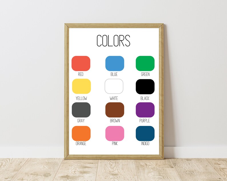 Color Name Poster, Montessori Playroom Prints, Preschool Homeschool ...