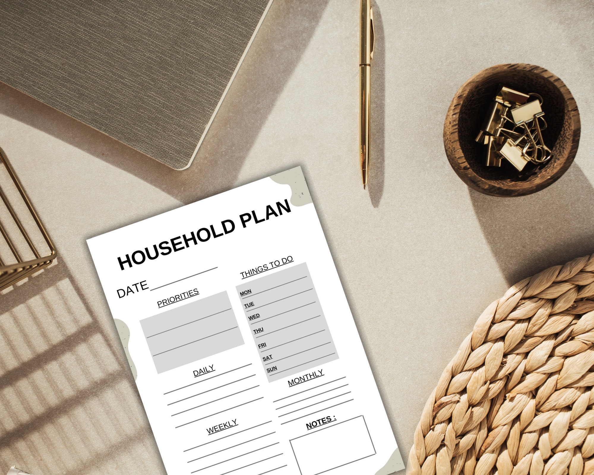 Printable Chore Chart Household Planner, Schedule, Planner Template ...