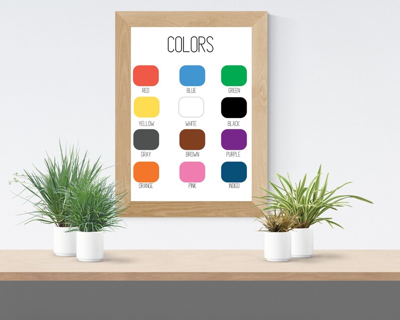 Color Name Poster, Montessori Playroom Prints, Preschool Homeschool ...
