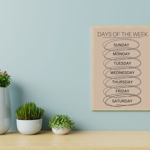 Printable Days of the Week Learning Poster, Classroom Toddler Learning ...