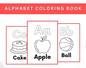 26 Pages Alphabet Coloring Book Printable for Kids, Alphabet Coloring ...