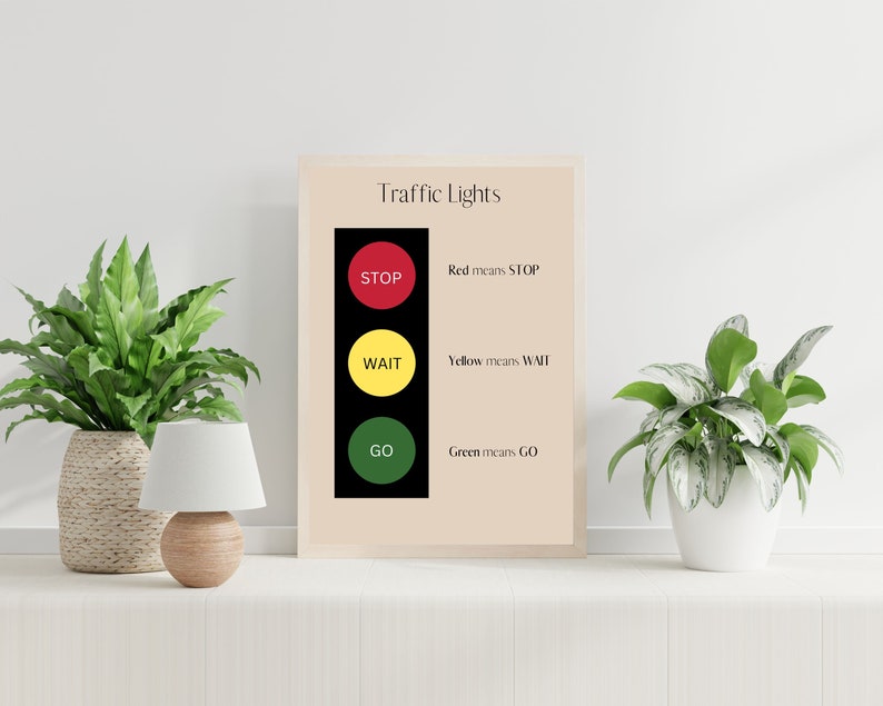 Printable Traffic Light Poster, Kids Learning Poster, Playroom ...