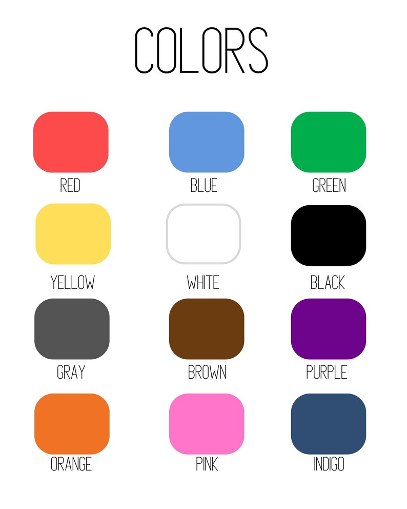 Color Name Poster, Montessori Playroom Prints, Preschool Homeschool ...