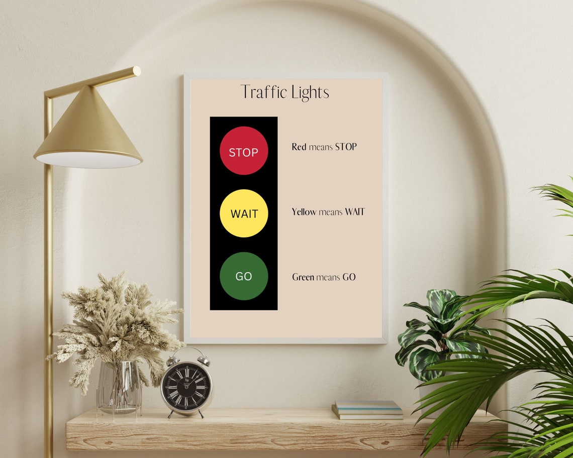 Printable Traffic Light Poster, Kids Learning Poster, Playroom ...