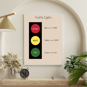 Printable Traffic Light Poster, Kids Learning Poster, Playroom ...
