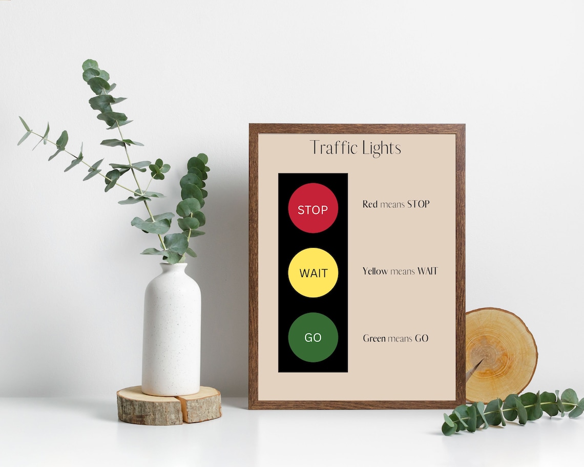 Printable Traffic Light Poster, Kids Learning Poster, Playroom ...