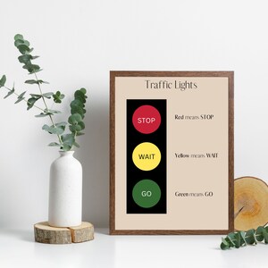 Printable Traffic Light Poster, Kids Learning Poster, Playroom ...