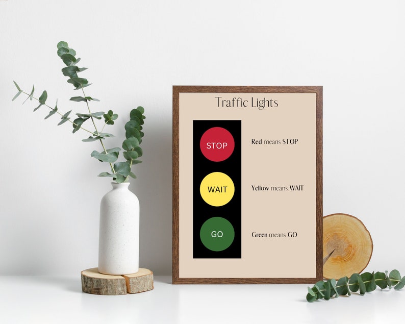 Printable Traffic Light Poster, Kids Learning Poster, Playroom ...