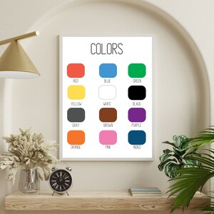 Color Name Poster, Montessori Playroom Prints, Preschool Homeschool ...