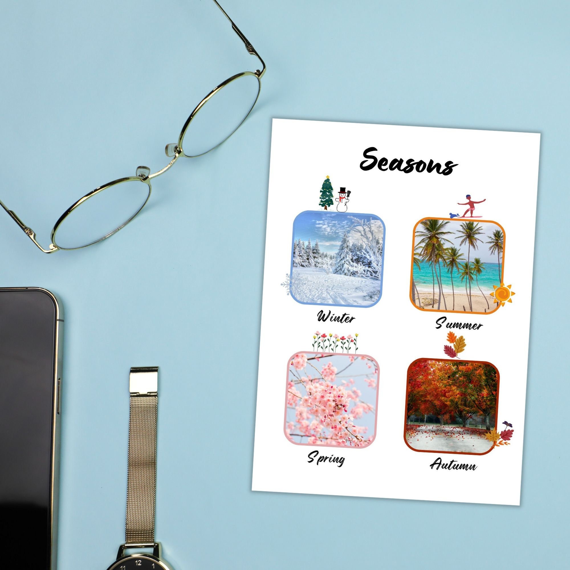 Printable Seasons Poster Poster for Kids Learning Poster Kids Poster ...
