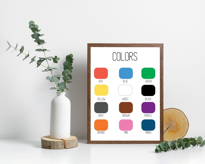 Color Name Poster, Montessori Playroom Prints, Preschool Homeschool ...