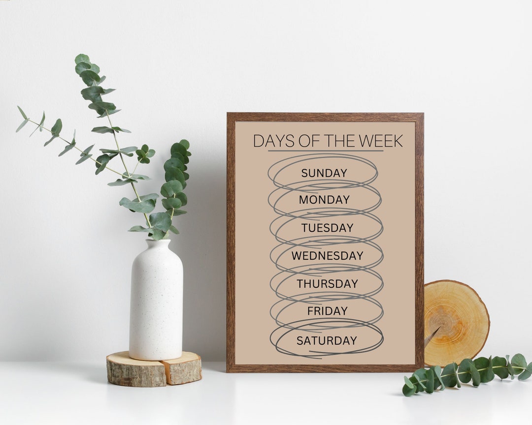 Printable Days of the Week Learning Poster Classroom Toddler - Etsy