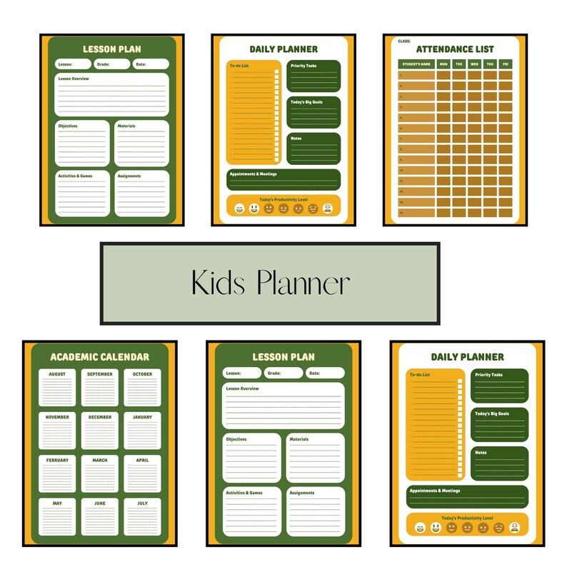 Kids Daily Planner, Academic Calendar (digital Download) - Etsy