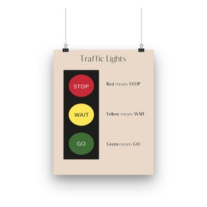 Printable Traffic Light Poster, Kids Learning Poster, Playroom ...