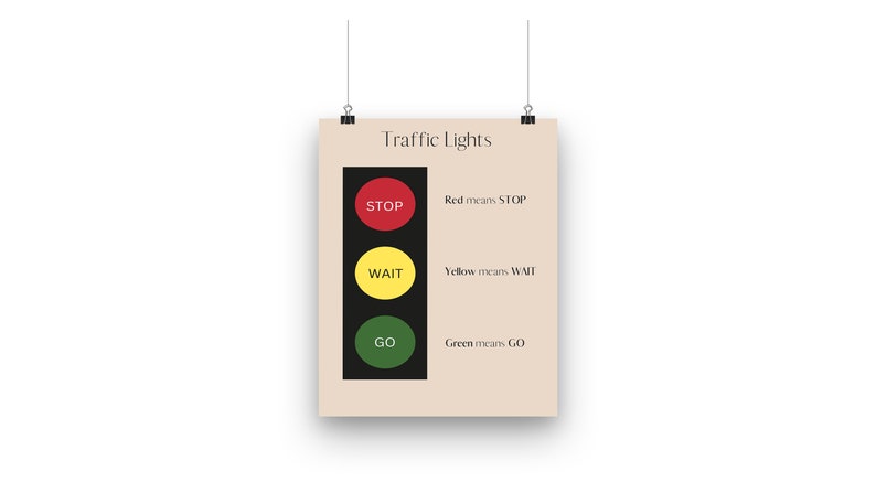Printable Traffic Light Poster, Kids Learning Poster, Playroom ...
