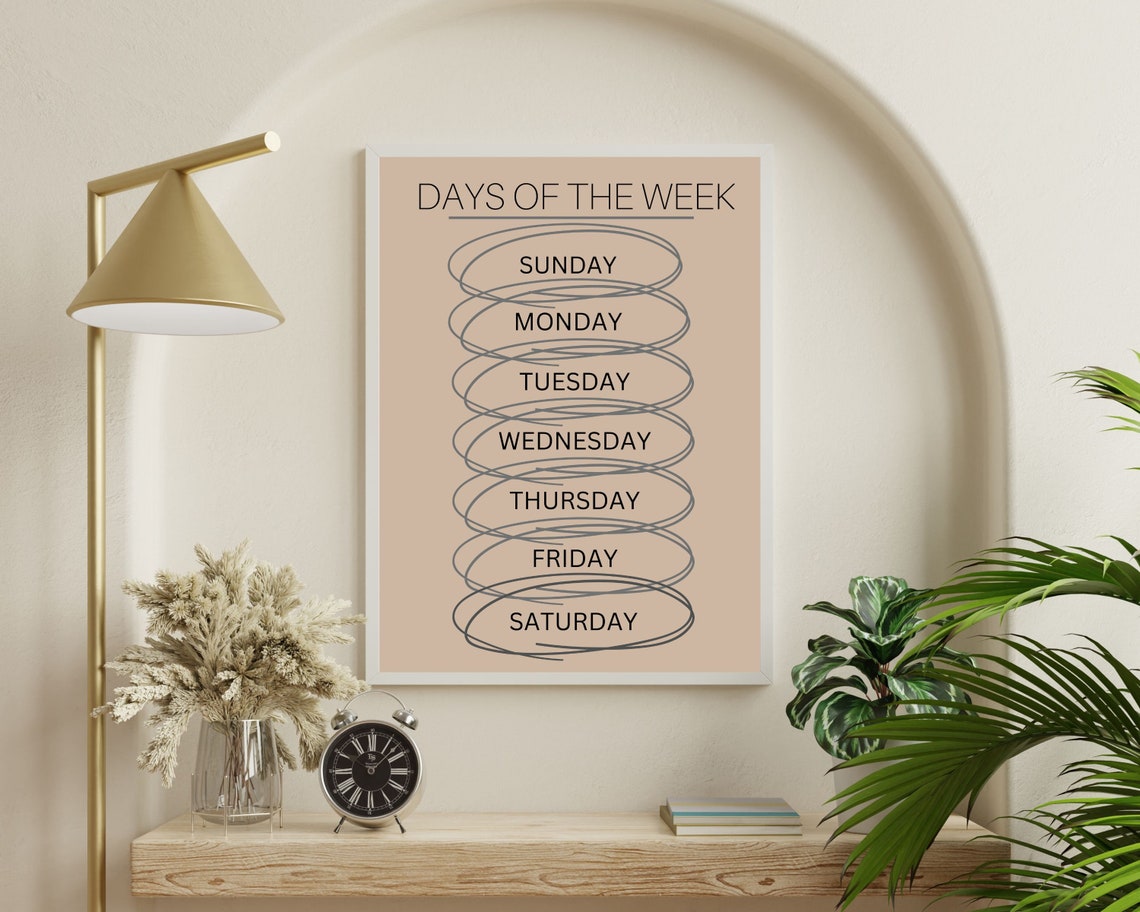 Printable Days of the Week Learning Poster Classroom Toddler - Etsy