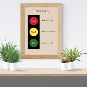 Printable Traffic Light Poster, Kids Learning Poster, Playroom ...