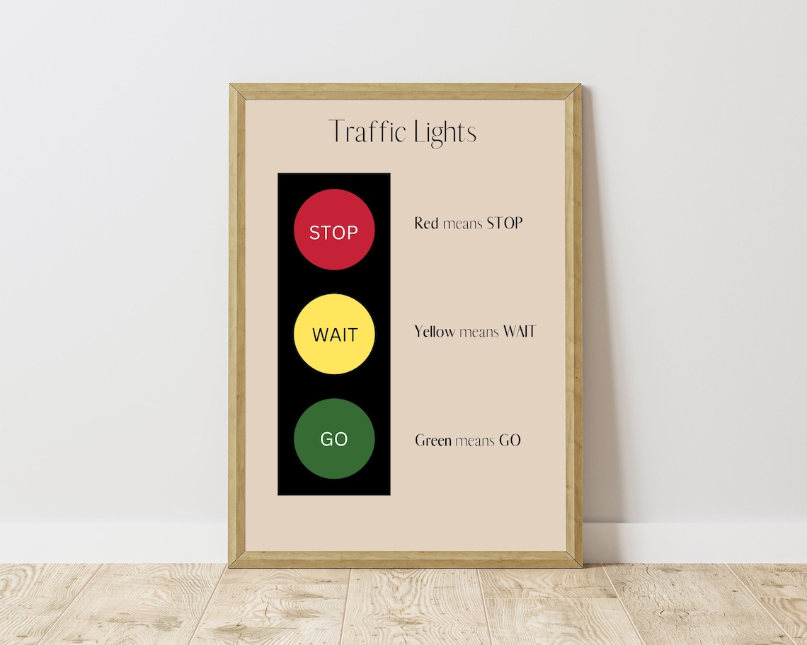 Printable Traffic Light Poster, Kids Learning Poster, Playroom ...