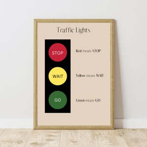 Printable Traffic Light Poster, Kids Learning Poster, Playroom ...