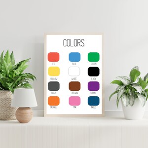 Color Name Poster, Montessori Playroom Prints, Preschool Homeschool ...