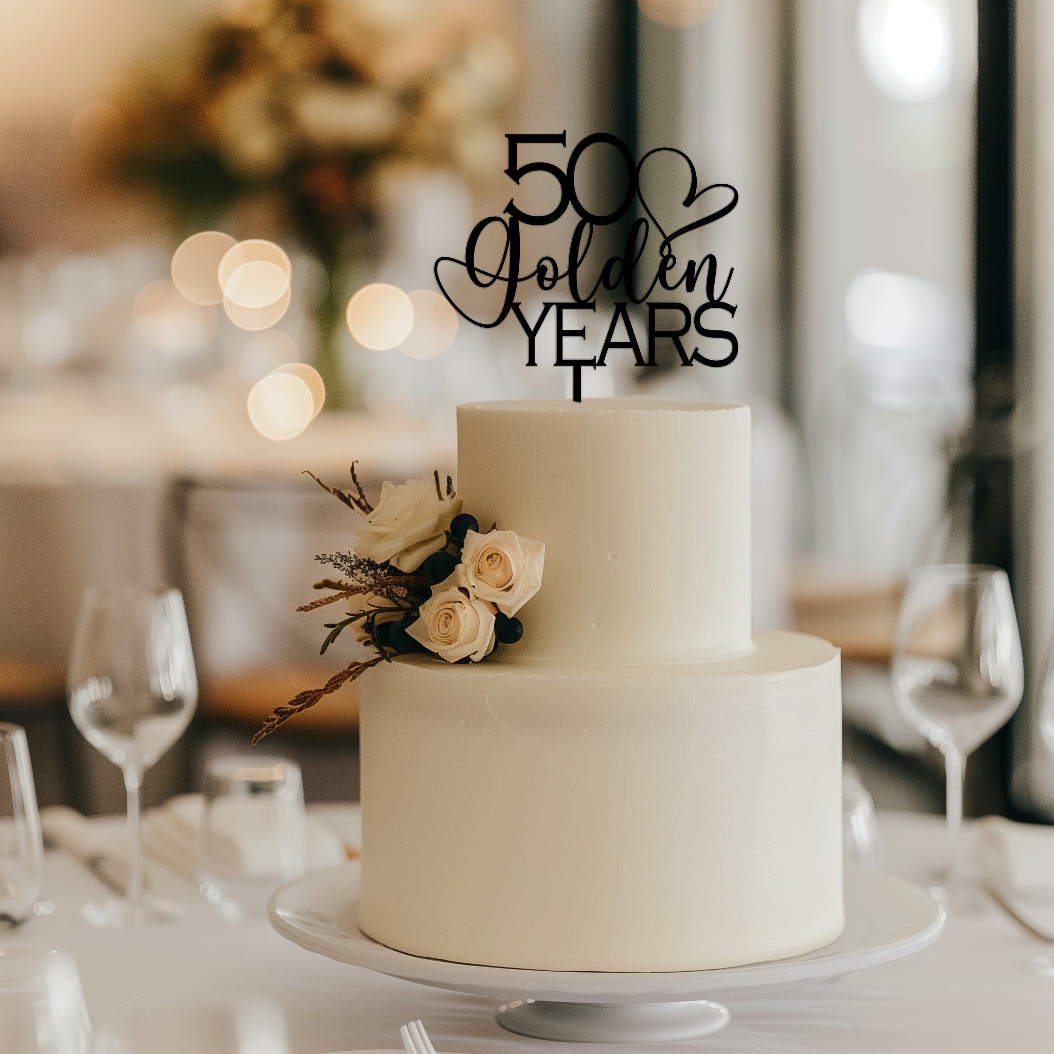 50 Golden Years Cake Topper Custom Made Acrylic or Wooden Wedding Party ...