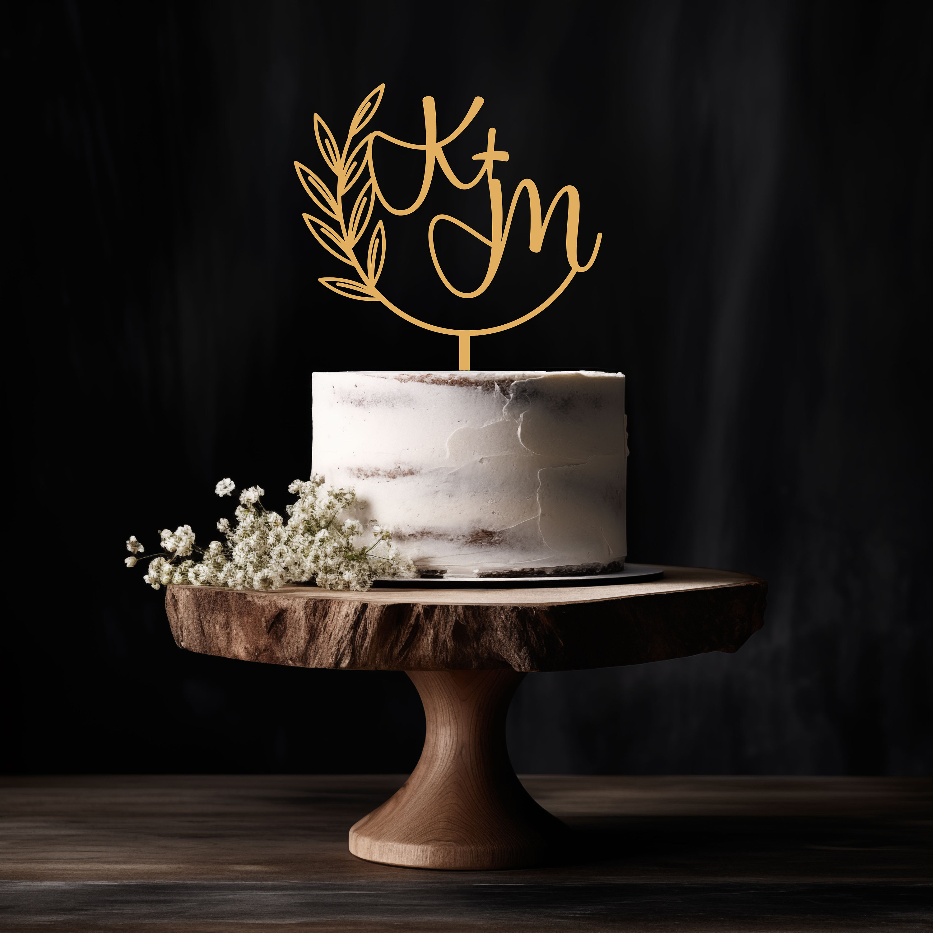 Personalized Floral Initials Wedding Cake Topper | Scripted | Wedding ...