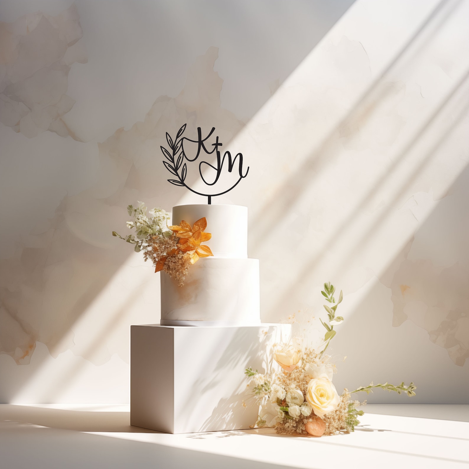 Personalized Floral Initials Wedding Cake Topper | Scripted | Wedding ...