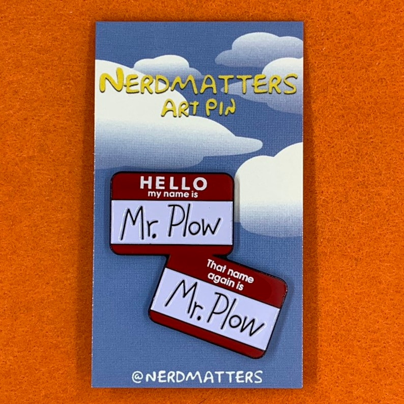 Mr. Plow the Simpsons Name Tag Enamel Pin | Etsy