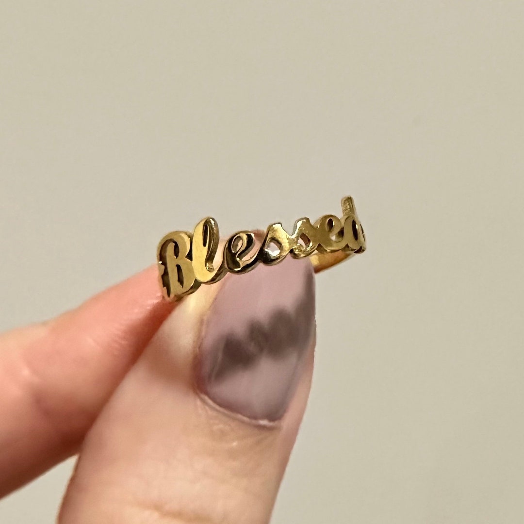 Blessed Gold Dainty Stainless Ring, Religious Jewelry Gift, Catholic ...