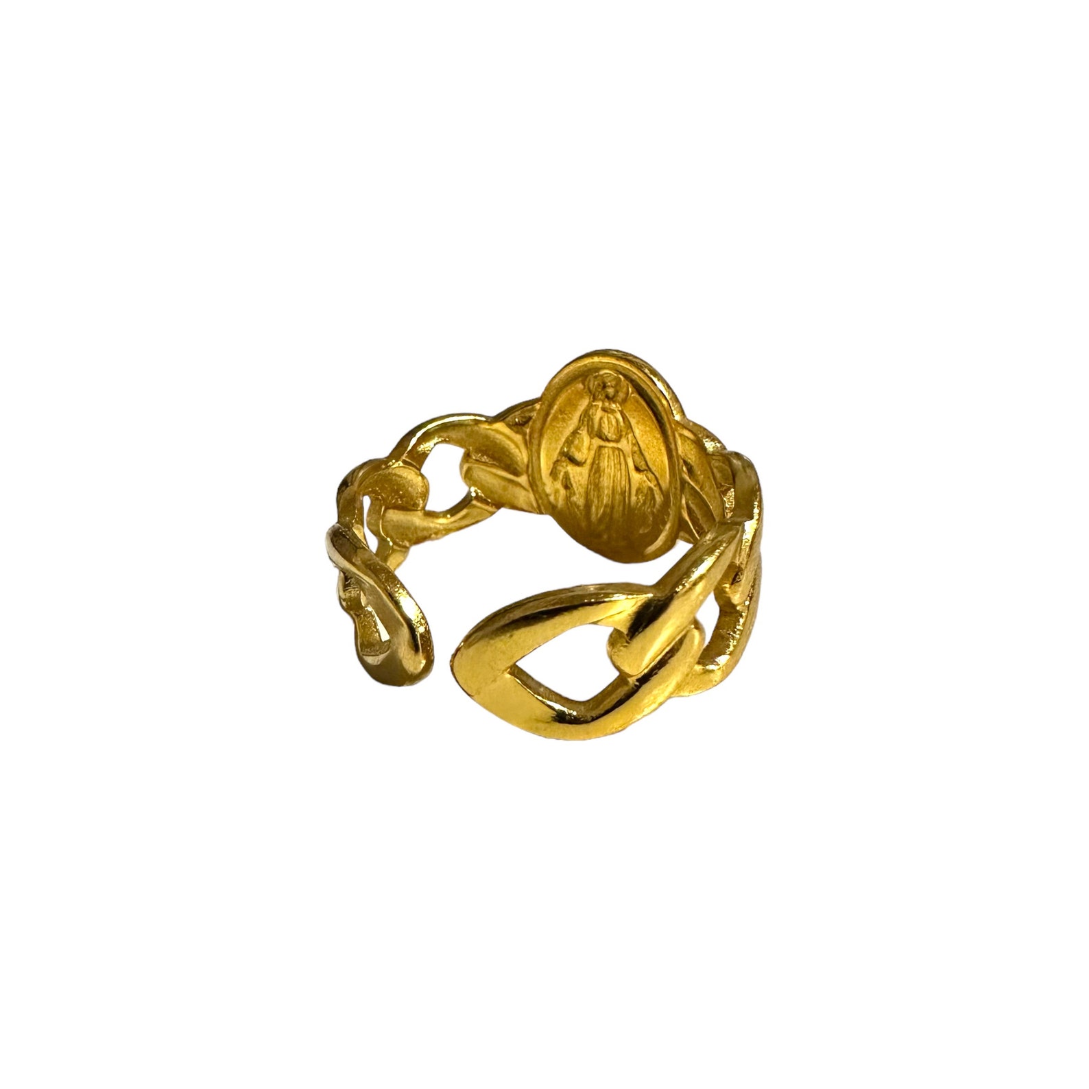 Virgin Mary Gold Chain Ring, Blessed Mother, Christian Jewelry ...